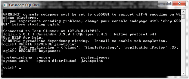 Cassandra Create Keyspace Online Tutorials Library List