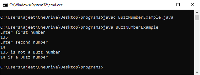 Buzz Number Java Online Tutorials Library List