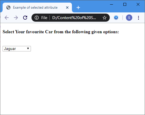Html Selected Attribute Online Tutorials Library List