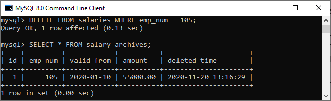 Mysql Before Delete Trigger Online Tutorials Library List