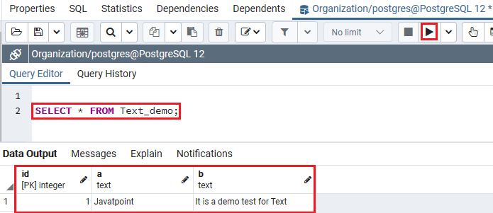 Postgresql Text Online Tutorials Library List