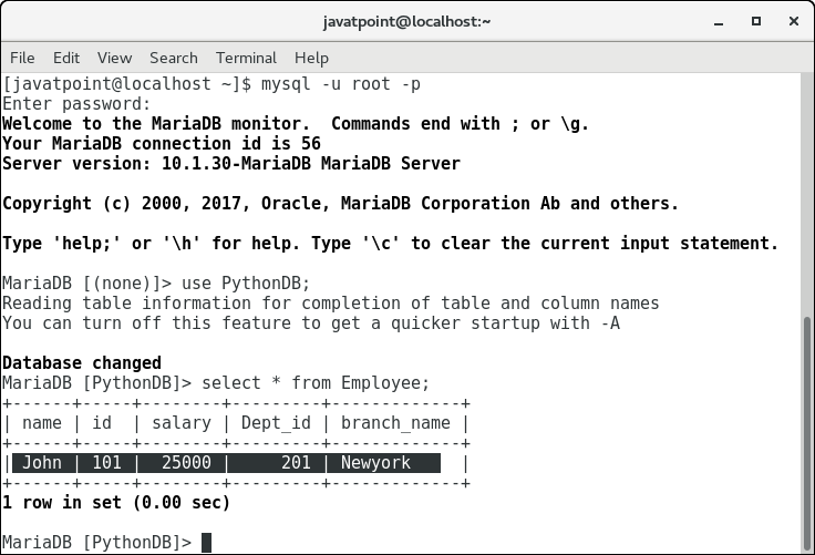 Python Mysql Insert Operation Online Tutorials Library List
