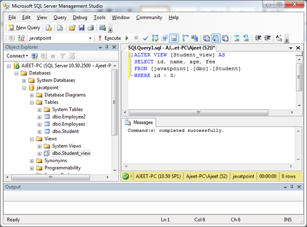 Sql Server Create View Online Tutorials Library List